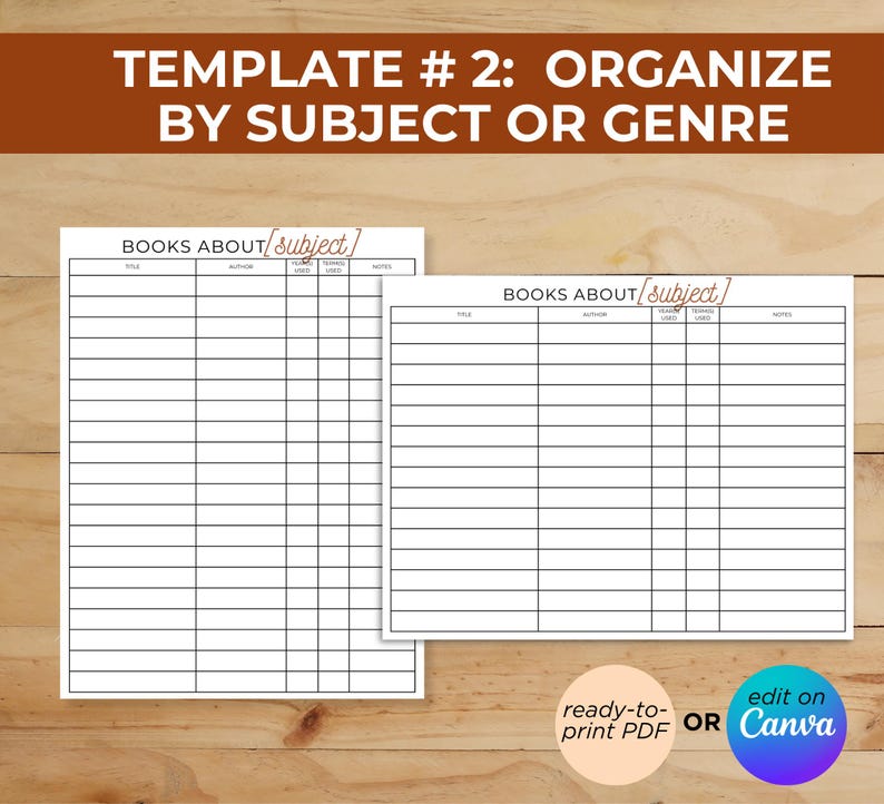 EDITABLE Book Lists for Living Book Library | Home Library Bookshelf ...