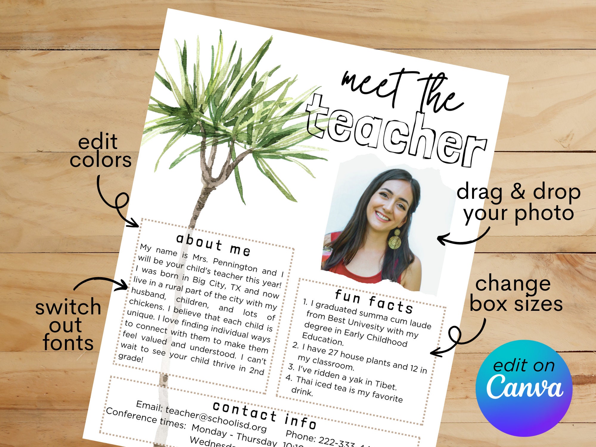 Meet the Teacher Letter Boho Plant Theme | Editable Letter Template for ...