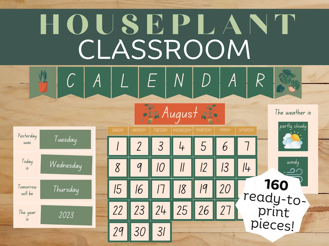 Boho Plant Classroom Calendar | Printable Houseplant Theme (PDF) - Etsy