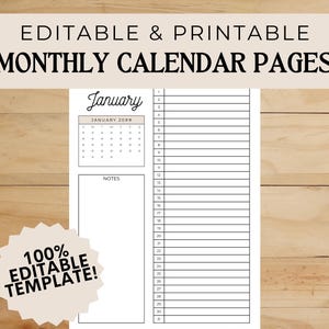 Printable Monthly Calendar Pages: Editable Goal Tracker (canva Template ...