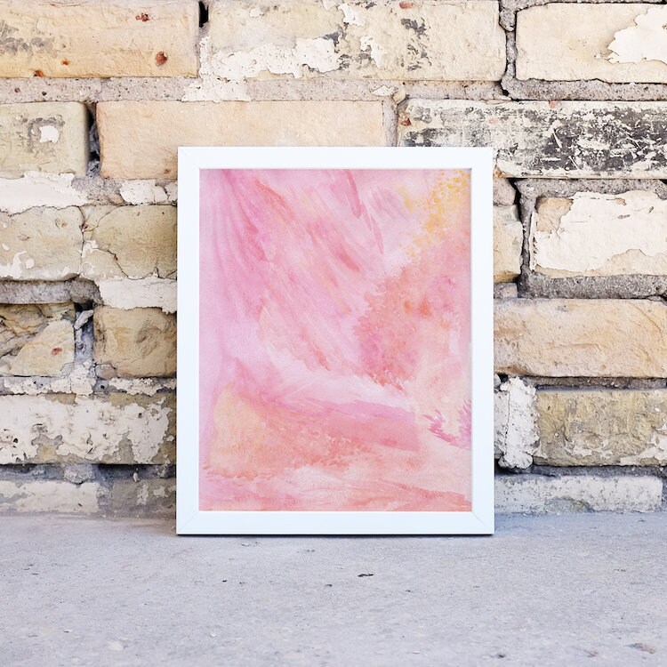 Abstract Blush Pink and Peach Watercolor Art Print - Etsy