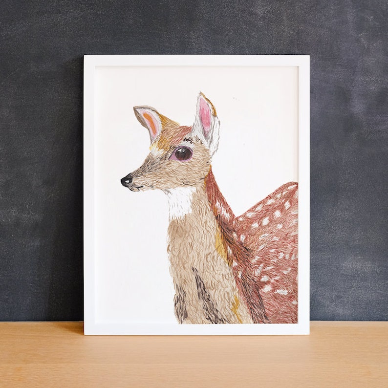 Printable Fawn Watercolor Art Print for Woodland Themed Kids Room or ...