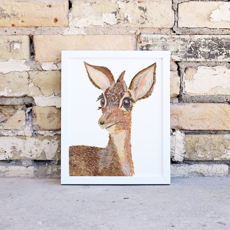 Baby Antelope Watercolor Art Print for Kids - Etsy