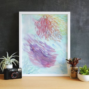 Aqua and Rainbow Watercolor Art Print - Etsy