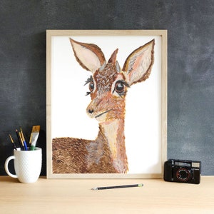 Baby Antelope Watercolor Art Print for Kids - Etsy