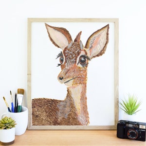 Baby Antelope Watercolor Art Print for Kids - Etsy