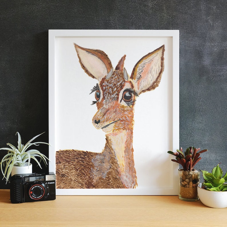 Baby Antelope Watercolor Art Print for Kids - Etsy