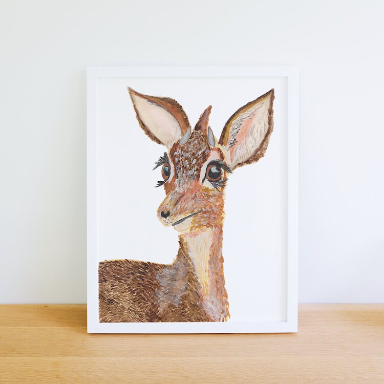 Baby Antelope Watercolor Art Print for Kids - Etsy