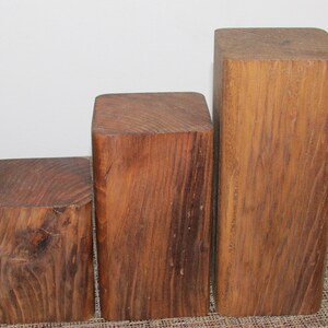 Wood Block Risers, Set of 3 Rustic Solid Block Pedestal Risers ...