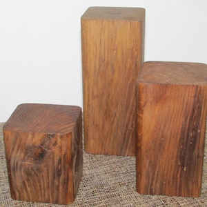 Wood Block Pedestal Risers, Rustic Set of Three 4", 6" and 8" - Etsy
