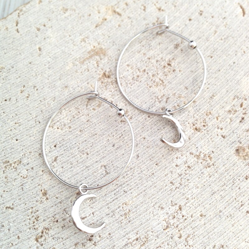 Moon Hoop Earring - Etsy