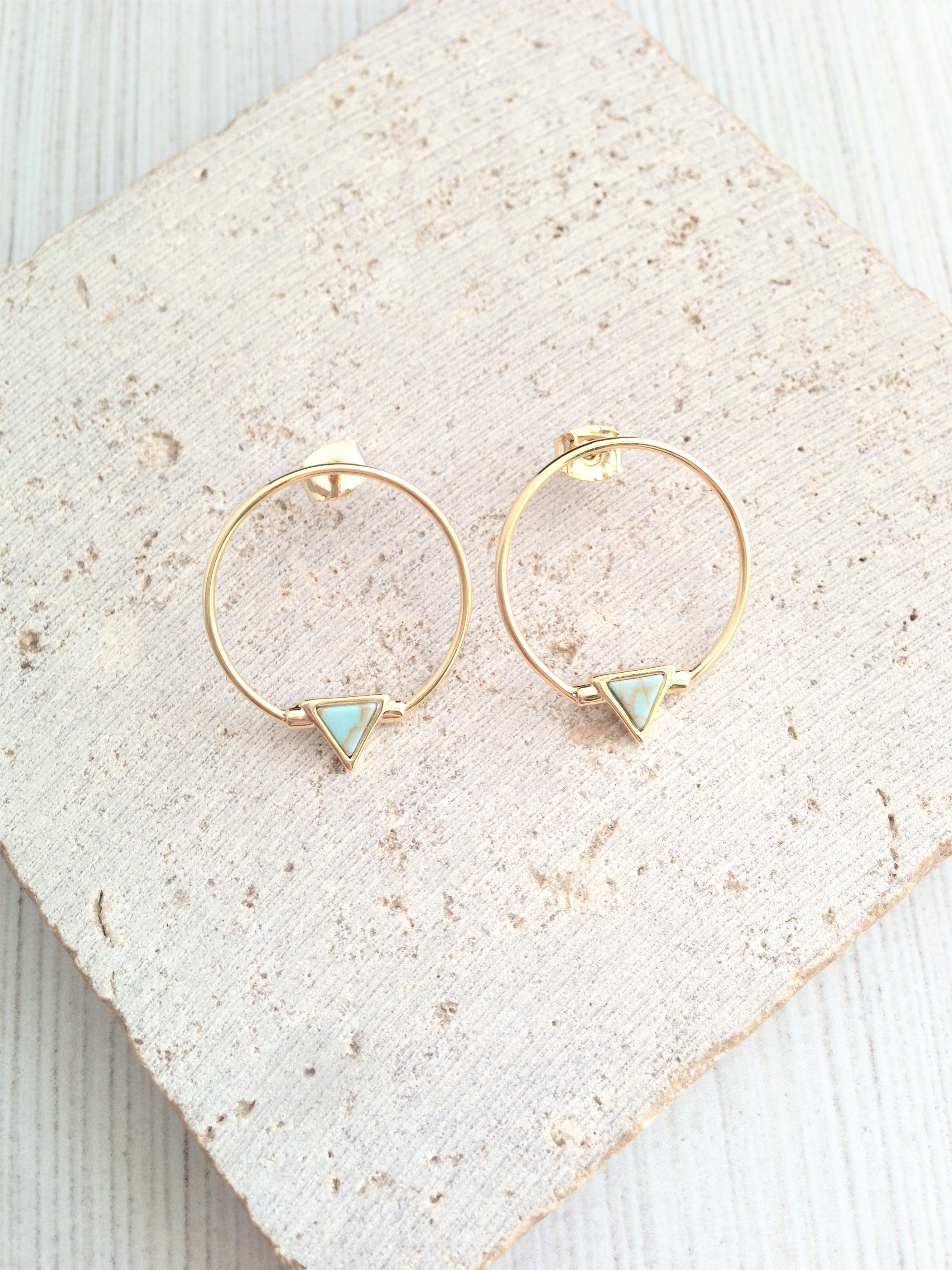 Triangle Marble Earring,tiny Triangle Marble Earring,turquoise Marble ...