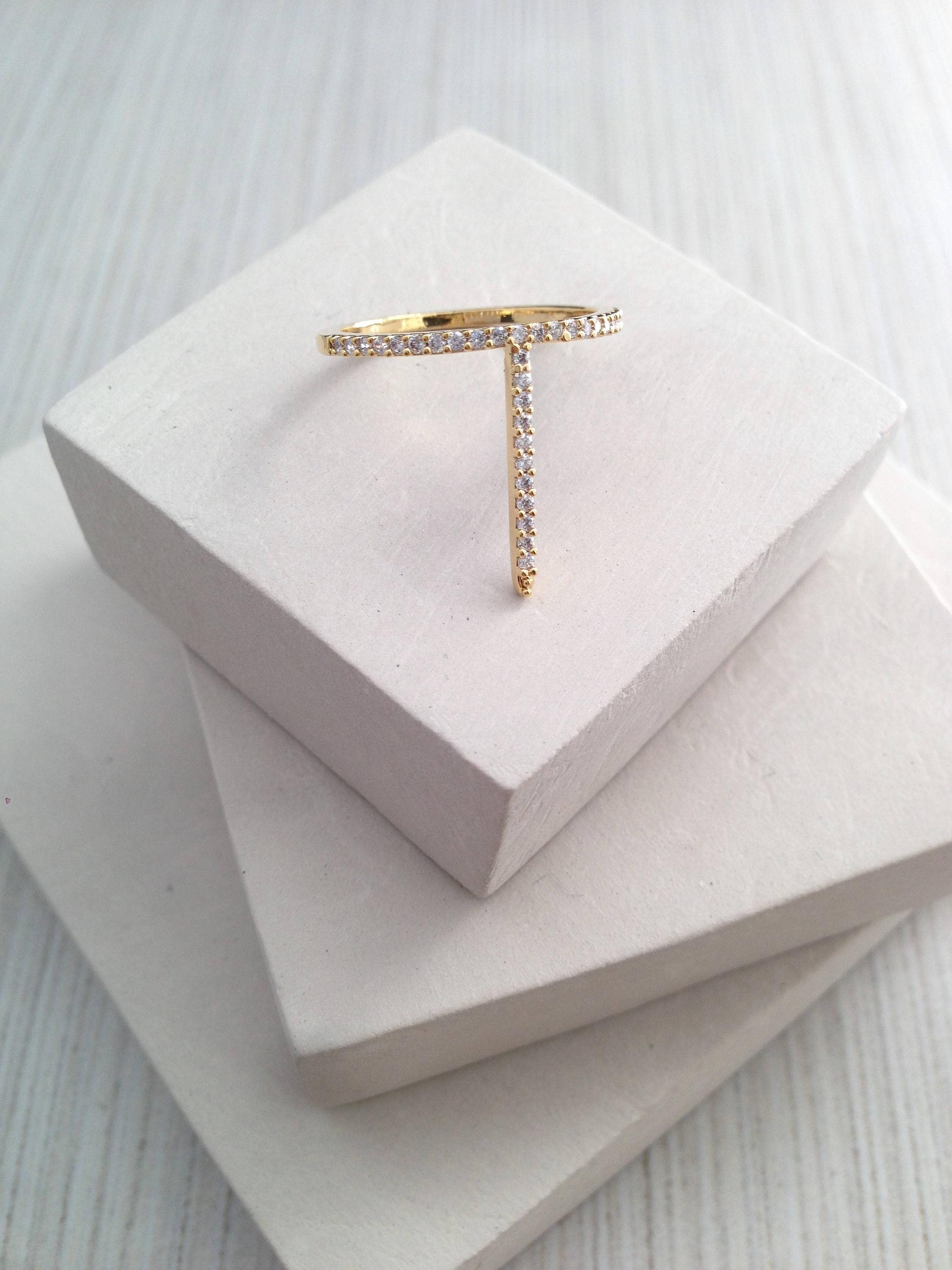 T RingGold T RingCubic T RingChrystal Cubic T RingTiny | Etsy