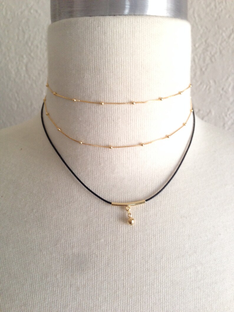 Choker NecklaceDew Drop Chain Choker NecklaceGold Curved Bar | Etsy