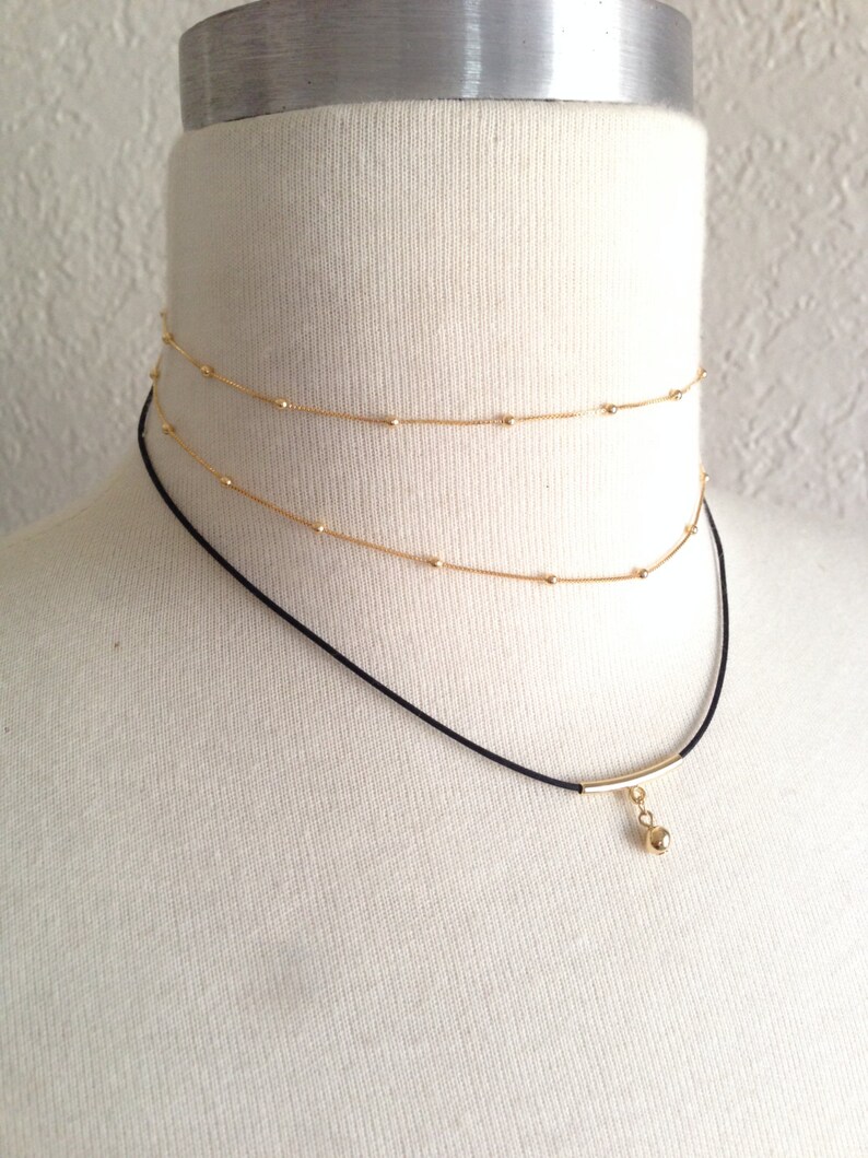Choker Necklacedew Drop Chain Choker Necklacegold Curved Bar - Etsy
