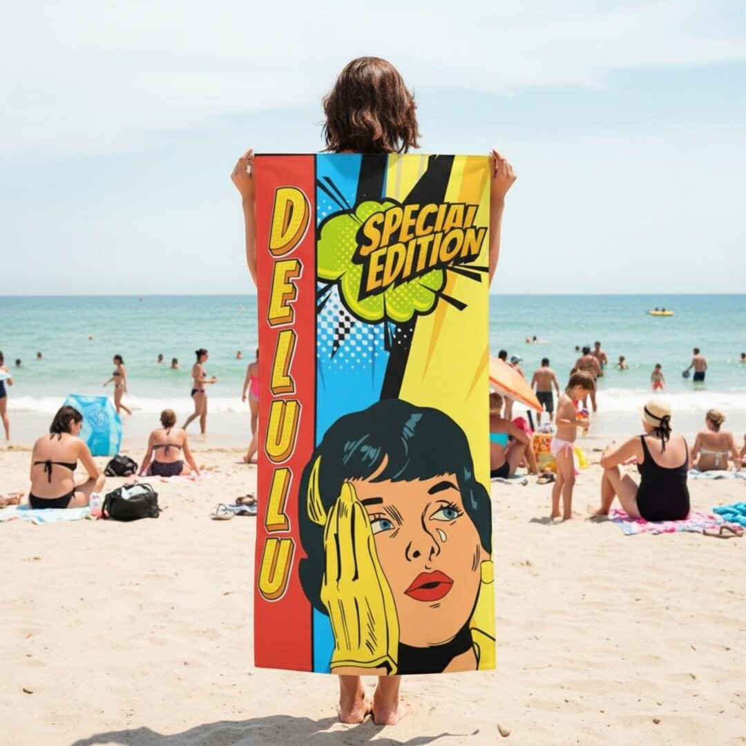 Vintage Comic Book Style Beach Towel, Delulu Special Edition - Etsy