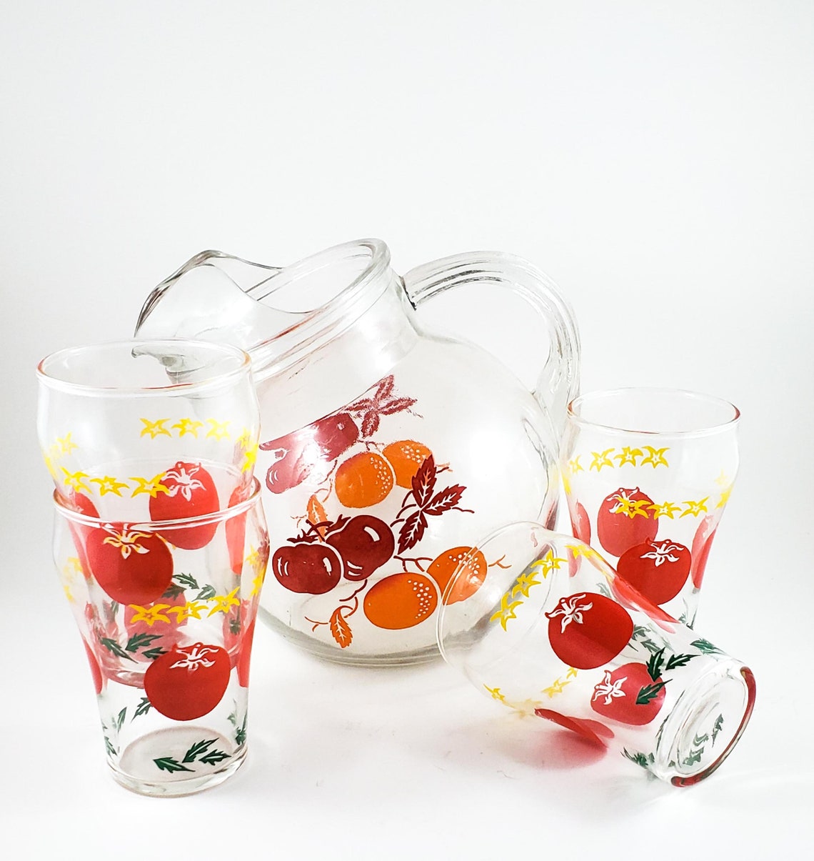 Adorable Little Tilted Ball Glass Juice Pitcher With Oranges - Etsy