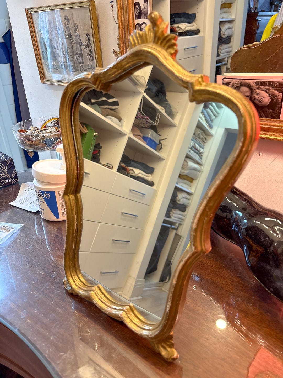 Ornate Gold Wood Framed Self Standing Mirror - Etsy