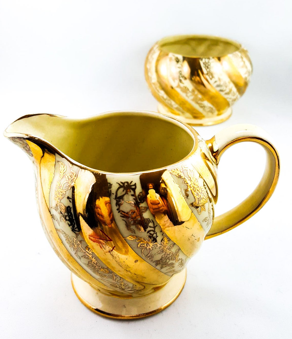 Gorgeous Vintage Sadler Gilt Swirl Cream and Sugar - Etsy