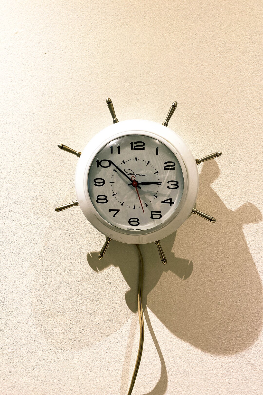 1960's Hard Ingraham Nautical Electric Wall Clock With Chrome Fittings ...