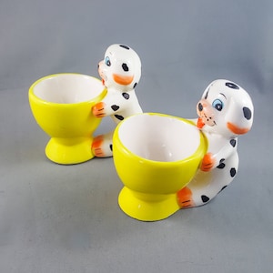 Adorable Anthropomorphic Puppy 2 Egg Cup Set Vintage Kitchen Decor. - Etsy