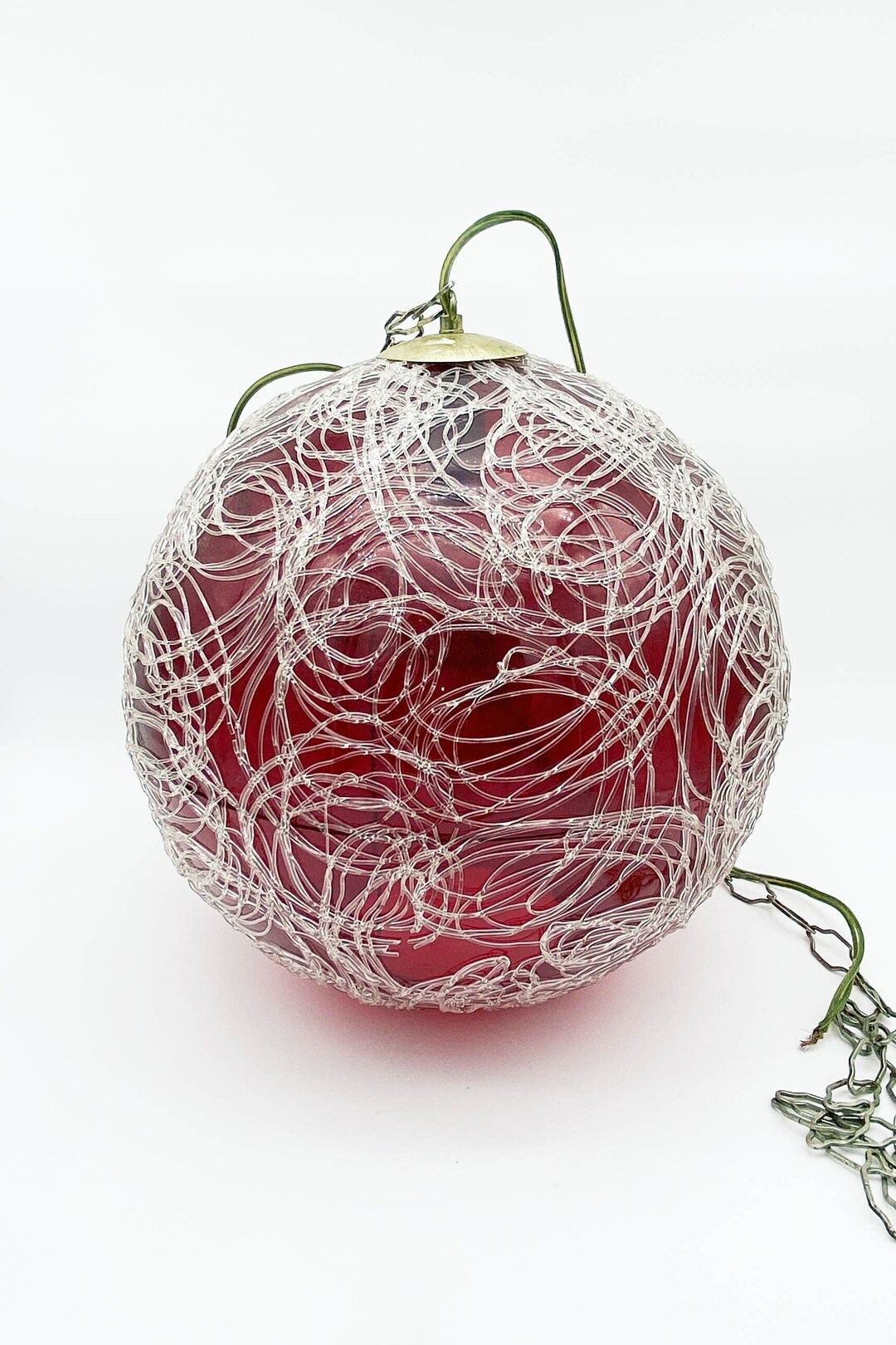 Fabulous Vintage Spaghetti Globe Light/ Fiberglass Spun Resin Red ...