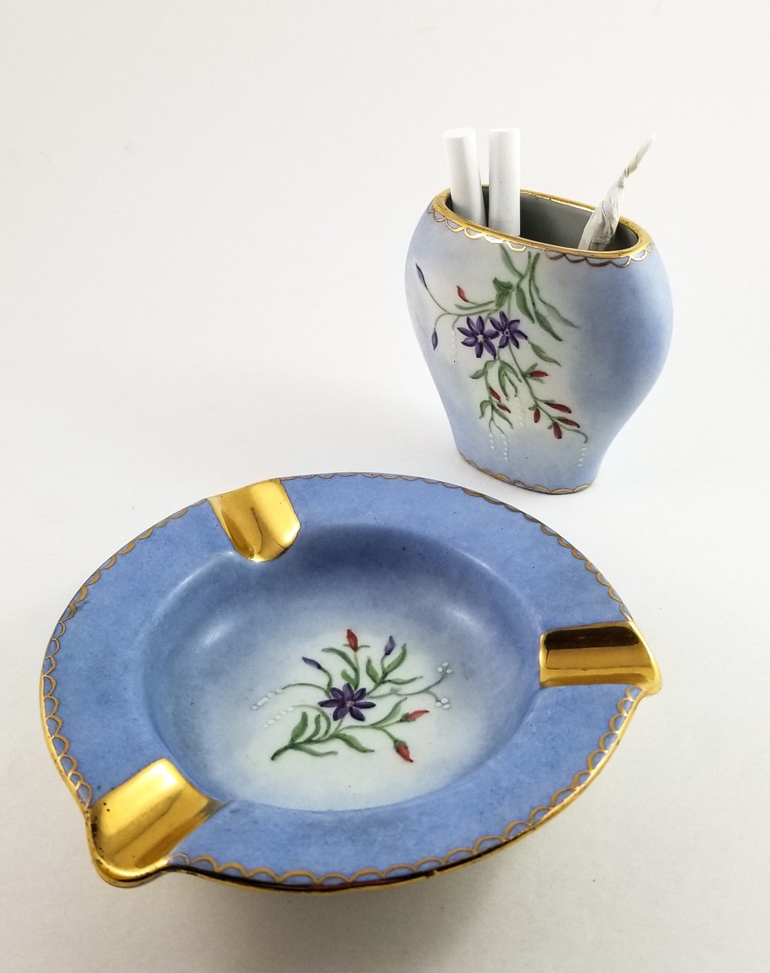 Beautiful Set of Arabia Made in Finland Porcelain Ashtray and Holder in ...