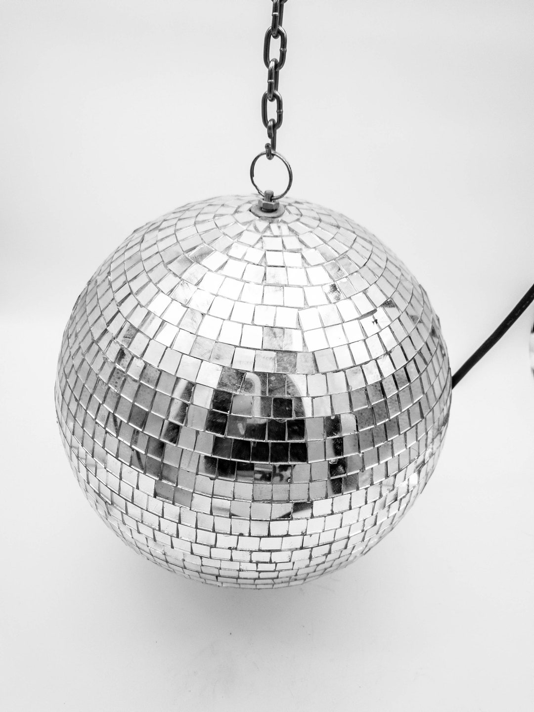 37" Circumference Vintage Mosaic Glass Disco Ball With Electric Hanging ...