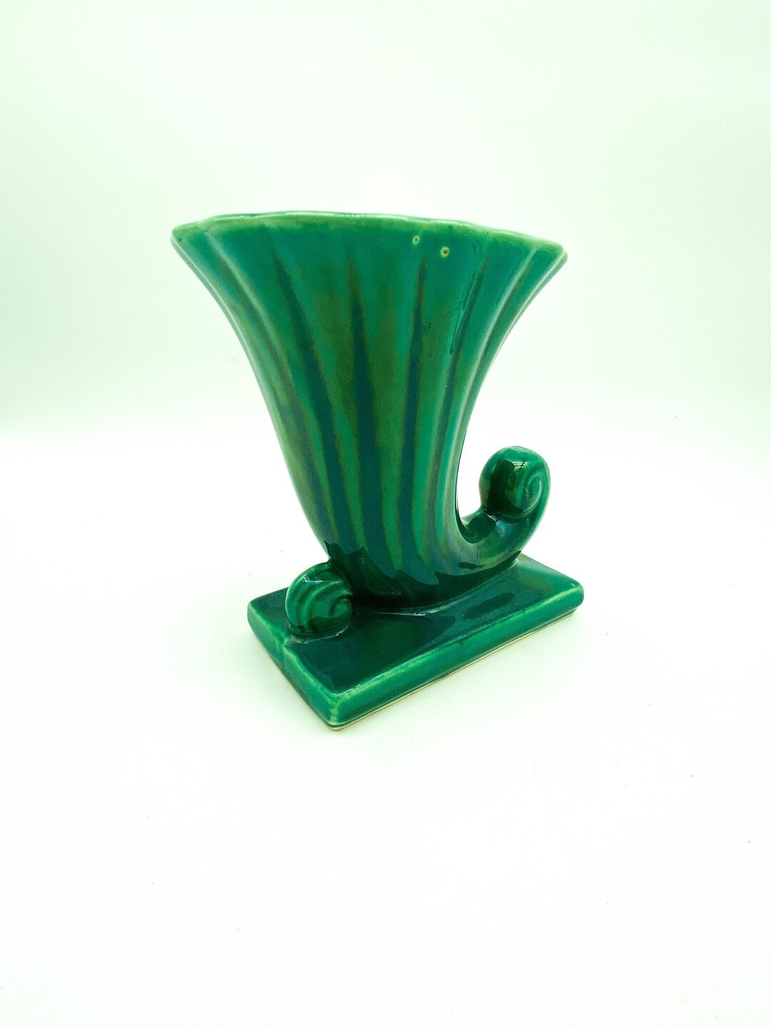 Oh so Gorgeous Green Cornucopia Vase USA - Etsy