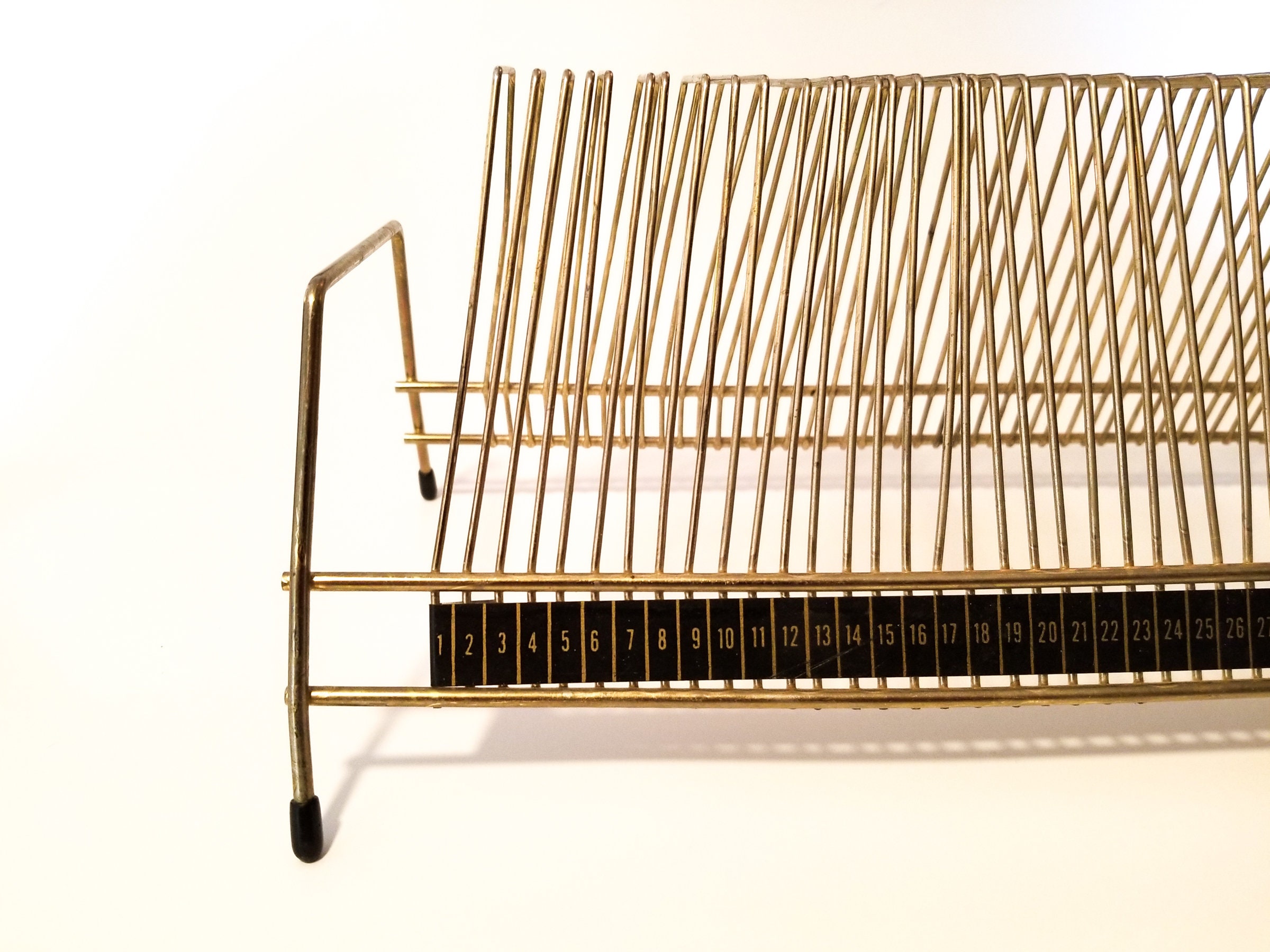 Mid Century Vintage 60's Gold Tone Metal Table Top '45 Record Rack - 60 ...