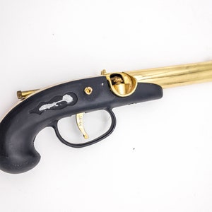 Vintage Gorgeous Brass Pistol LIGHTER, I Enameled Wood, 60s Modern ...