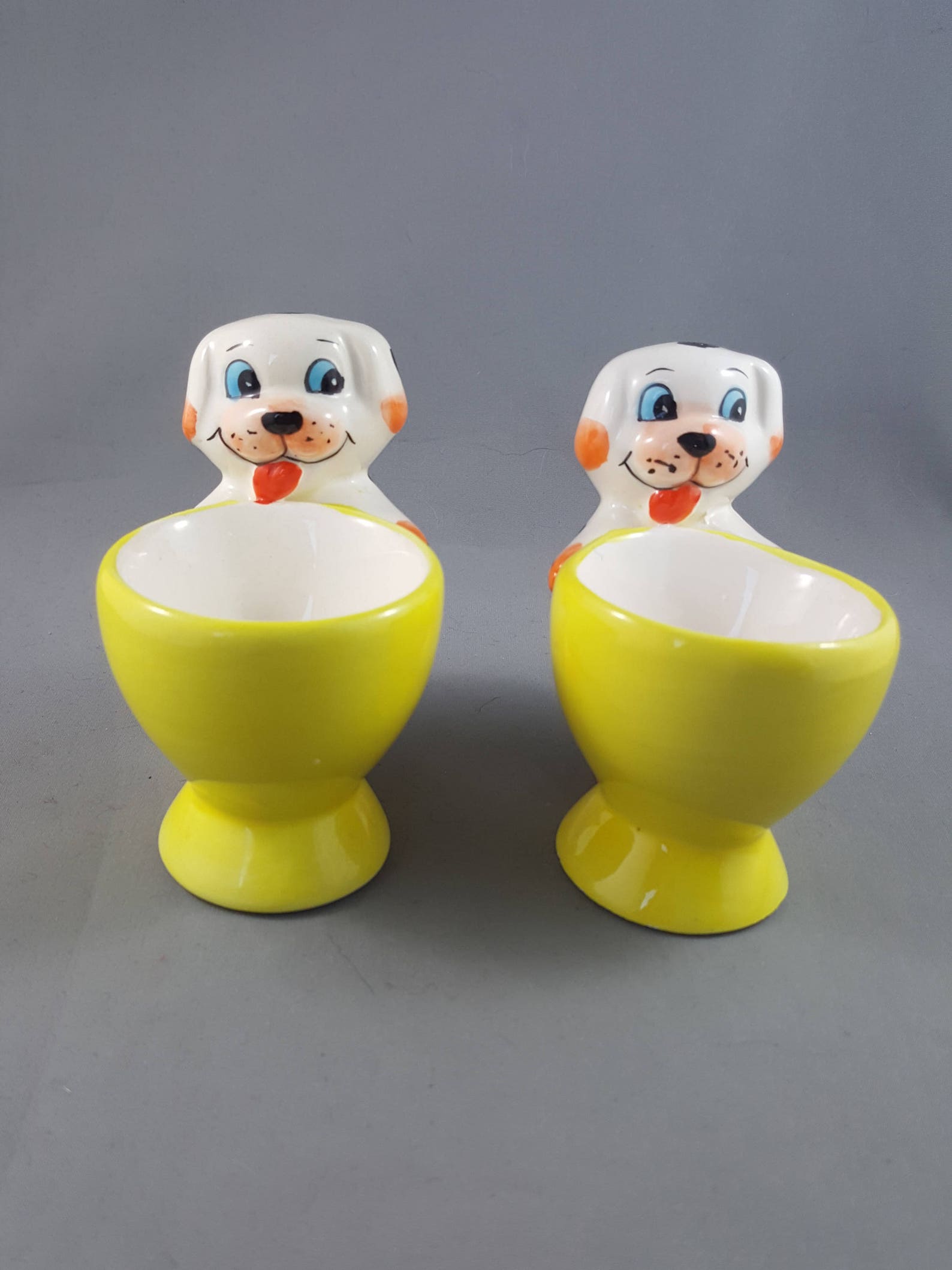 Adorable Anthropomorphic Puppy 2 egg cup set Vintage Kitchen | Etsy