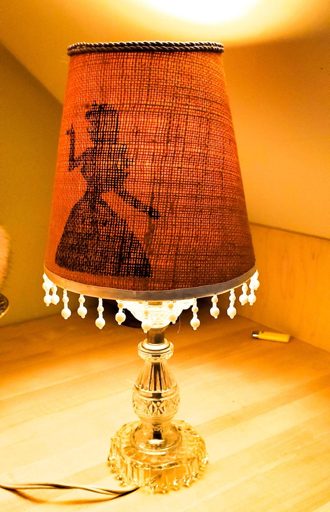 Fabulous Lady Silhouette on the Shade Etched Glass Table Lamp With ...