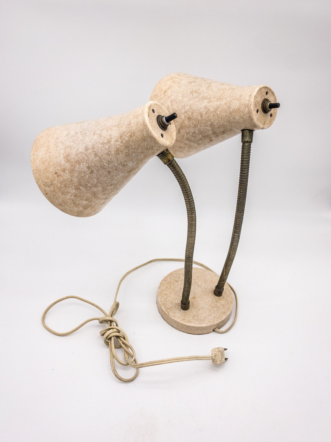 NEW PRICE! Super Cool Double Gooseneck Industrial Task Lamp With Brass ...