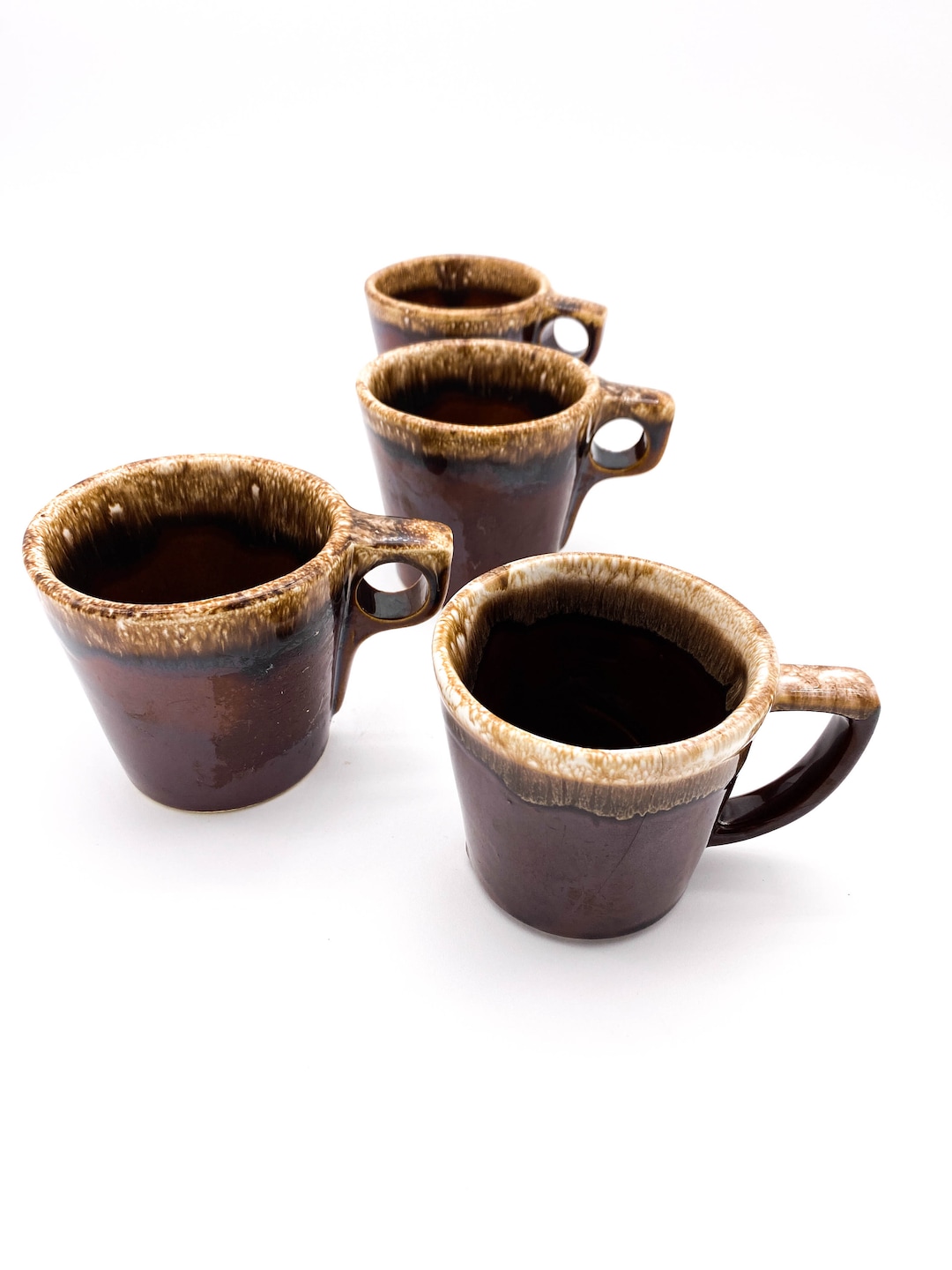 Set of 4 Super Cool Vintage Ceramic Mccoy Brown Mugs With Drip Glaze ...