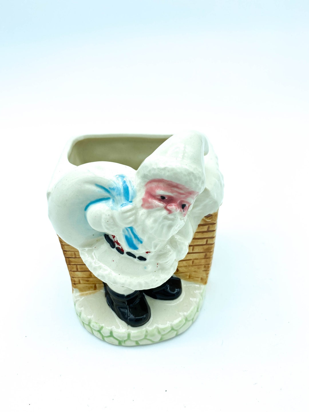 Ceramic Santa Planter on the Roof by the Chimney - Etsy
