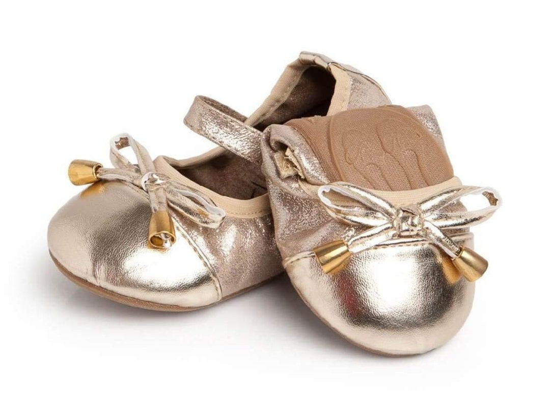Talaria Littles Gold Flower Girl Shoes,mary Jane Glitter Ballet Flats ...