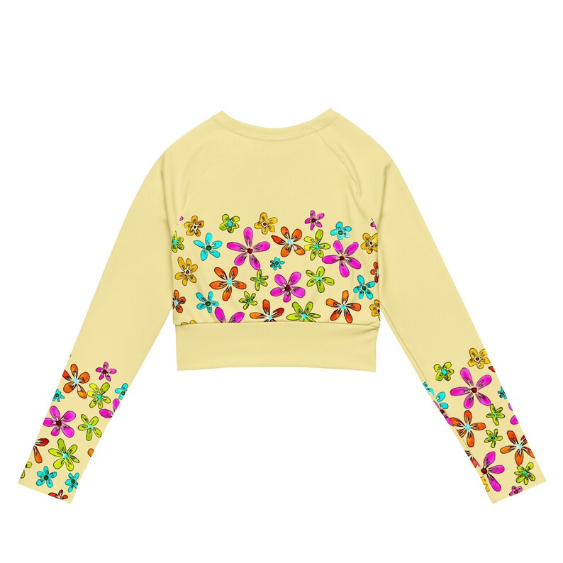 Flower Power Rash Guard Crop Top UPF 50 Yellow Long Sleeve - Etsy