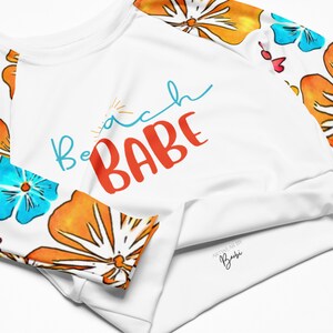 Beach Babe Cropped Rash Guard Long Sleeve Crop Top Swim - Etsy
