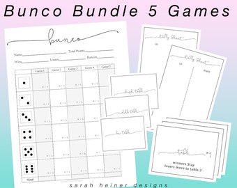 Bunco Score Sheet 6 games black and white 8.5 x 11 | Etsy