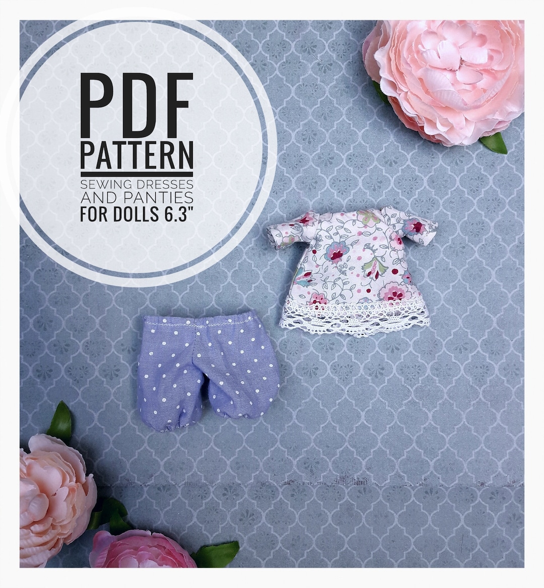 Doll Dress and Pants Sewing Pattern for 6.3