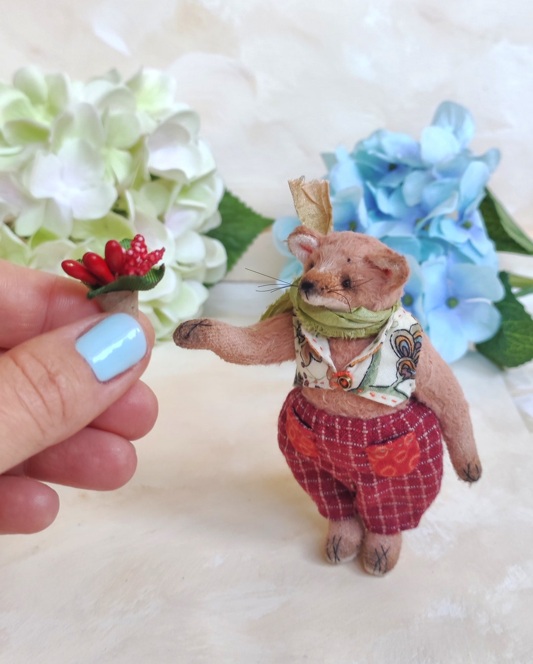 Teddy Fox Charlie: Viscose Miniature Fox With Bouquet - Etsy