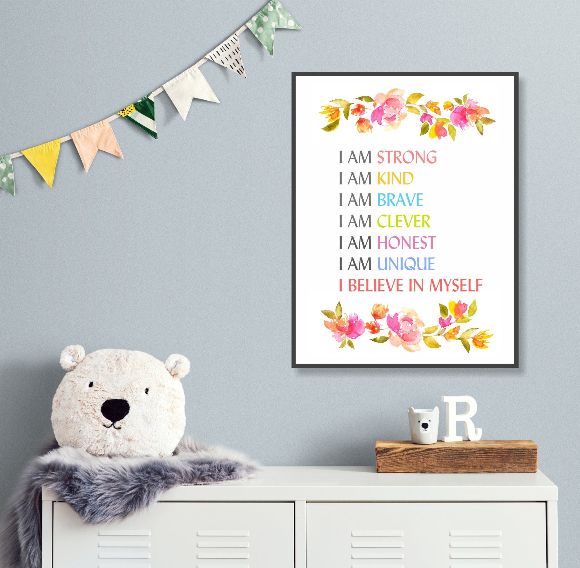 Affirmation wall art print Daily kids affirmations poster | Etsy Affirmation wall art print Daily kids affirmations poster | Etsy