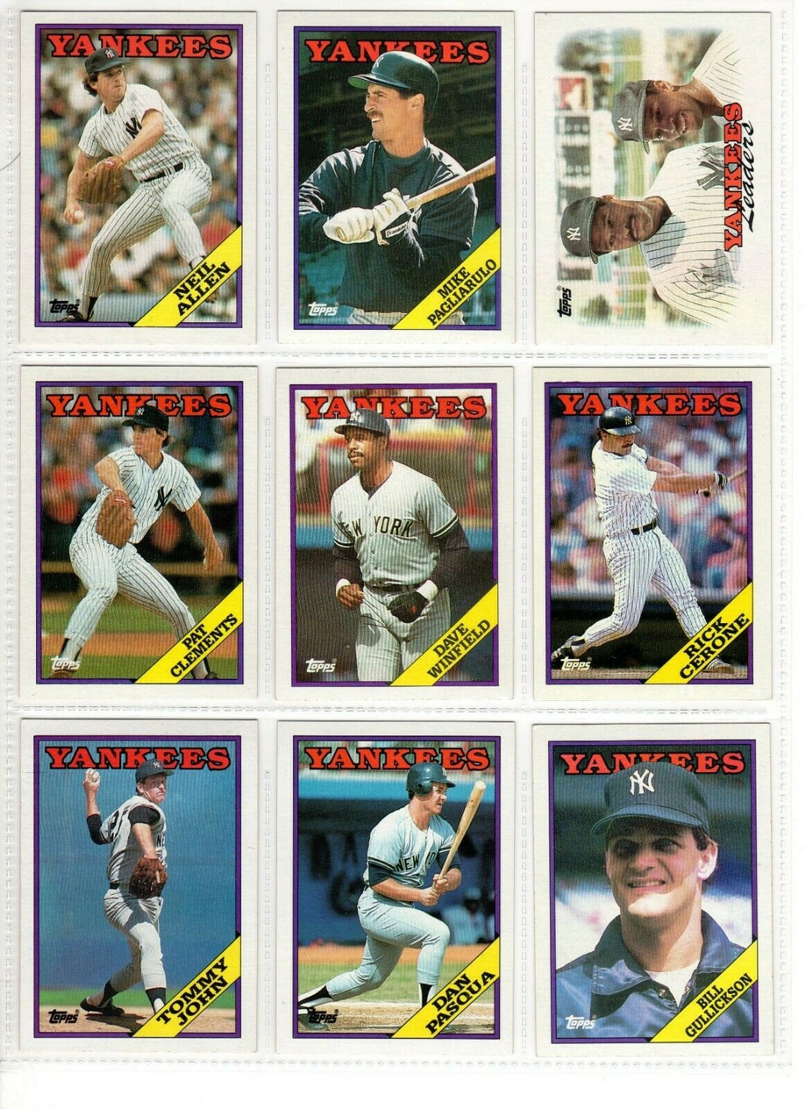 1988 Topps Major Leagues Baseball Cards New York Yankees Set of 18 ...
