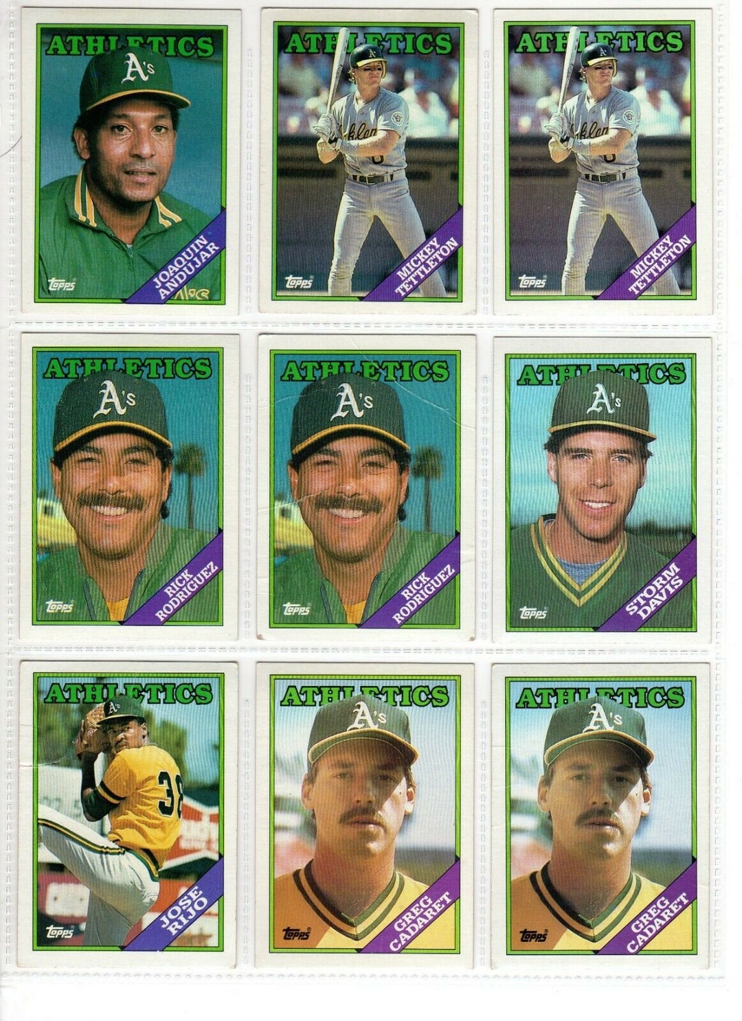 1988 Topps Major Leagues Baseball Cards Oakland Athletics Set Of 18