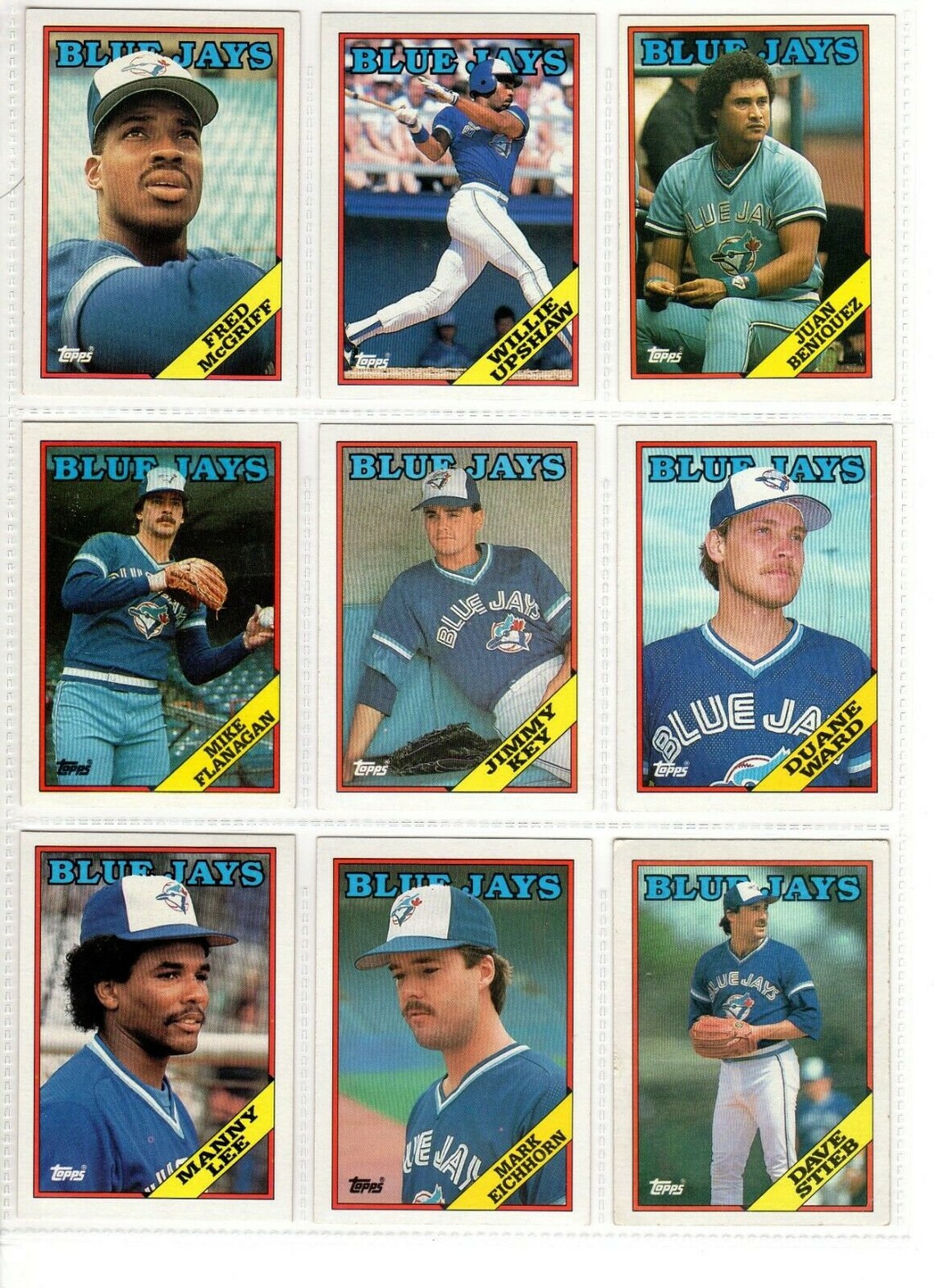 1988 Topps Major Leagues Baseball Cards Toronto Blue Jays Set Of 18 - Etsy