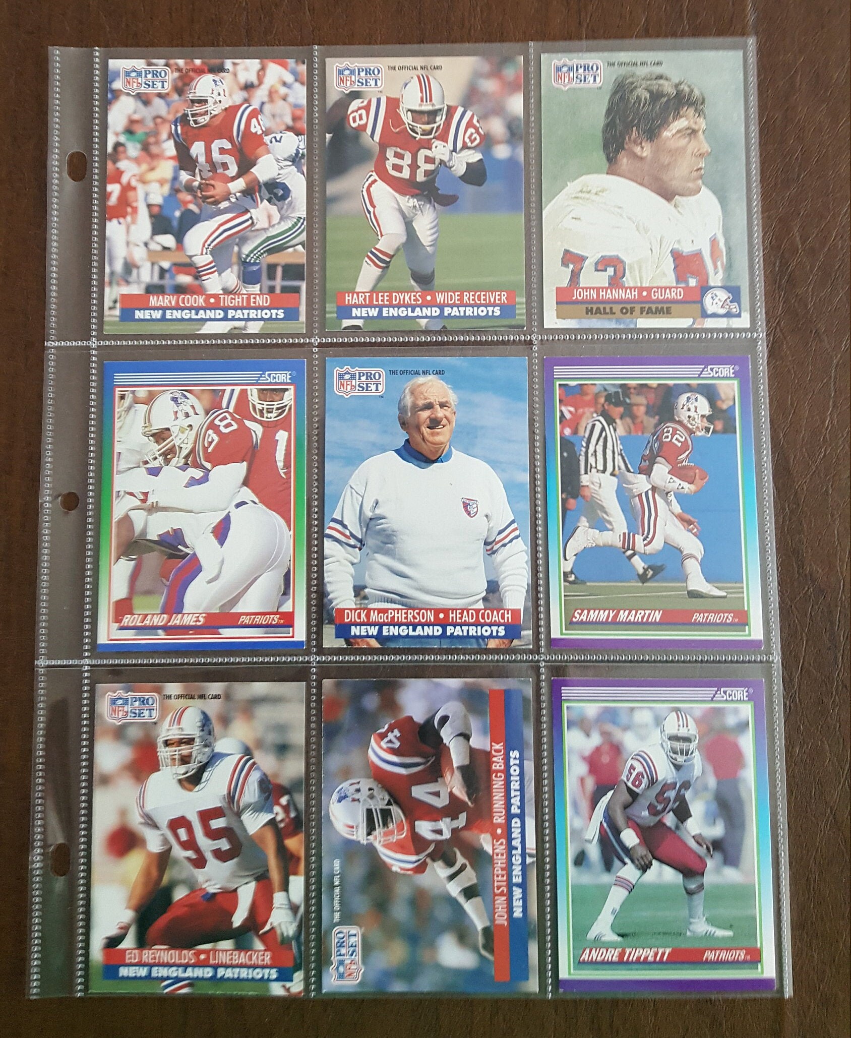 New England Patriots Football Cards Set of 9 Pro Set 1991 and Score ...