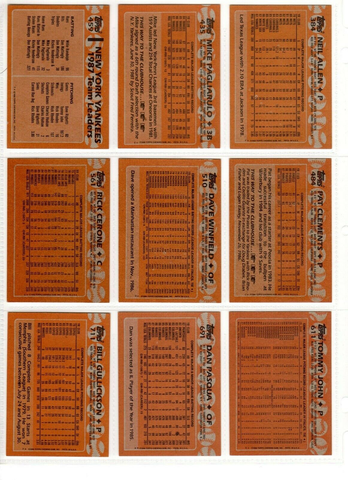 1988 Topps Major Leagues Baseball Cards New York Yankees Set of 18 - Etsy.de