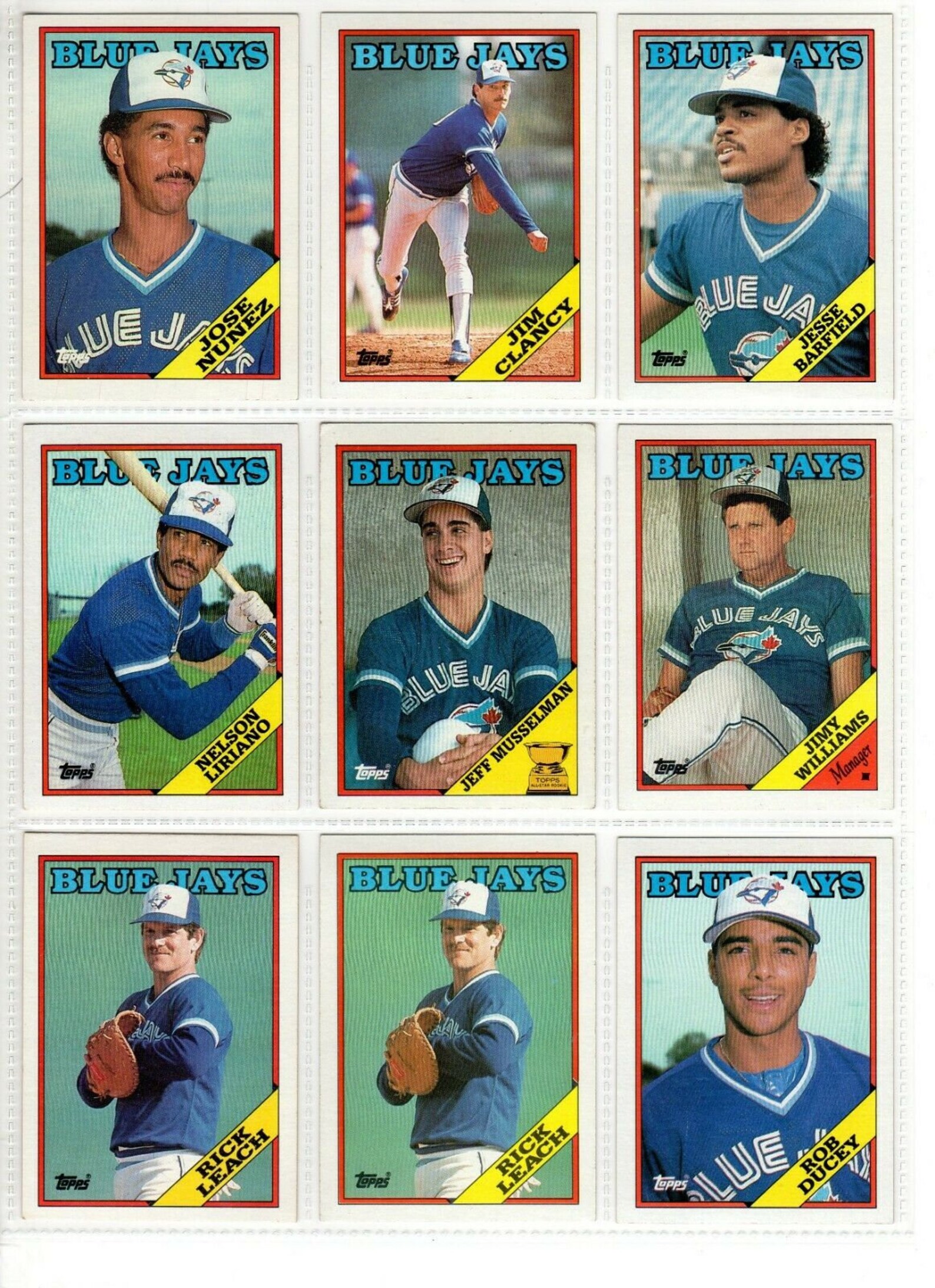 1988 Topps Major Leagues Baseball Cards Toronto Blue Jays Set Of 18 - Etsy
