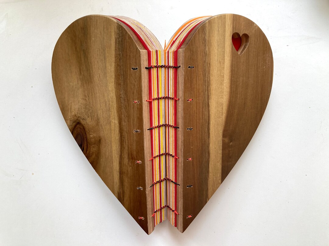HEART Shaped Album With Wooden Covers - Handmade, Fifth Wedding ...